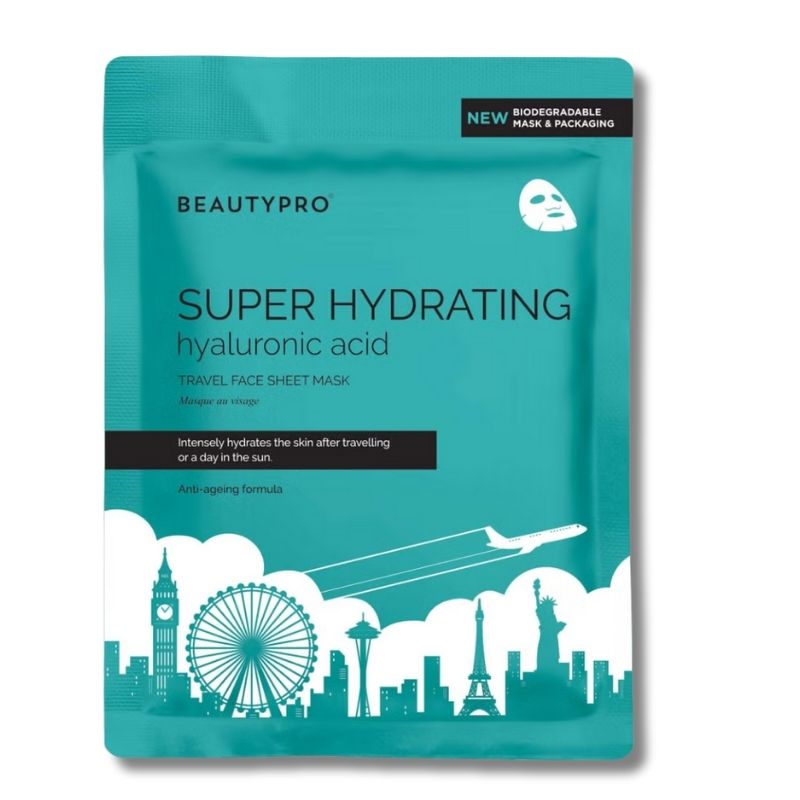 BEAUTYPRO Super Hydrating Hyaluronic Acid Travel Face Sheet Mask ...